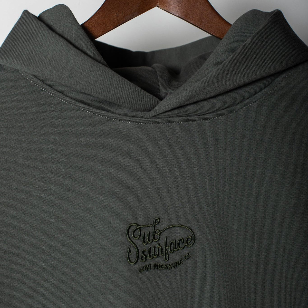 'SCRIPT LO-KEY' Oversize Hood | Cypress Green – Subsurface Journal